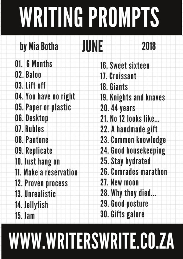30 Writing Prompts For June 2018 - Writers Write