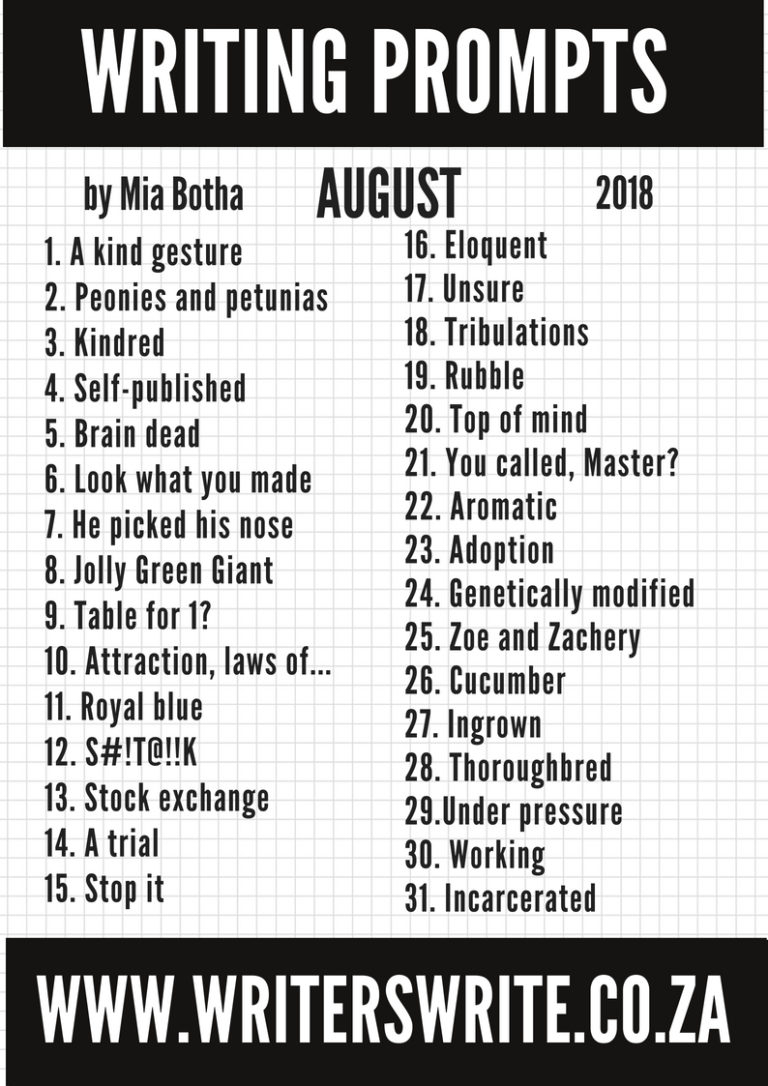 31 Writing Prompts For August 2018 Writers Write 31 Writing Prompts For August 2018 Writers Write