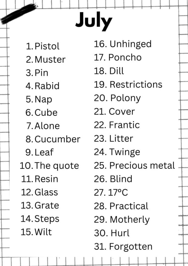 31 Writing Prompts For July 2023 - Writers Write