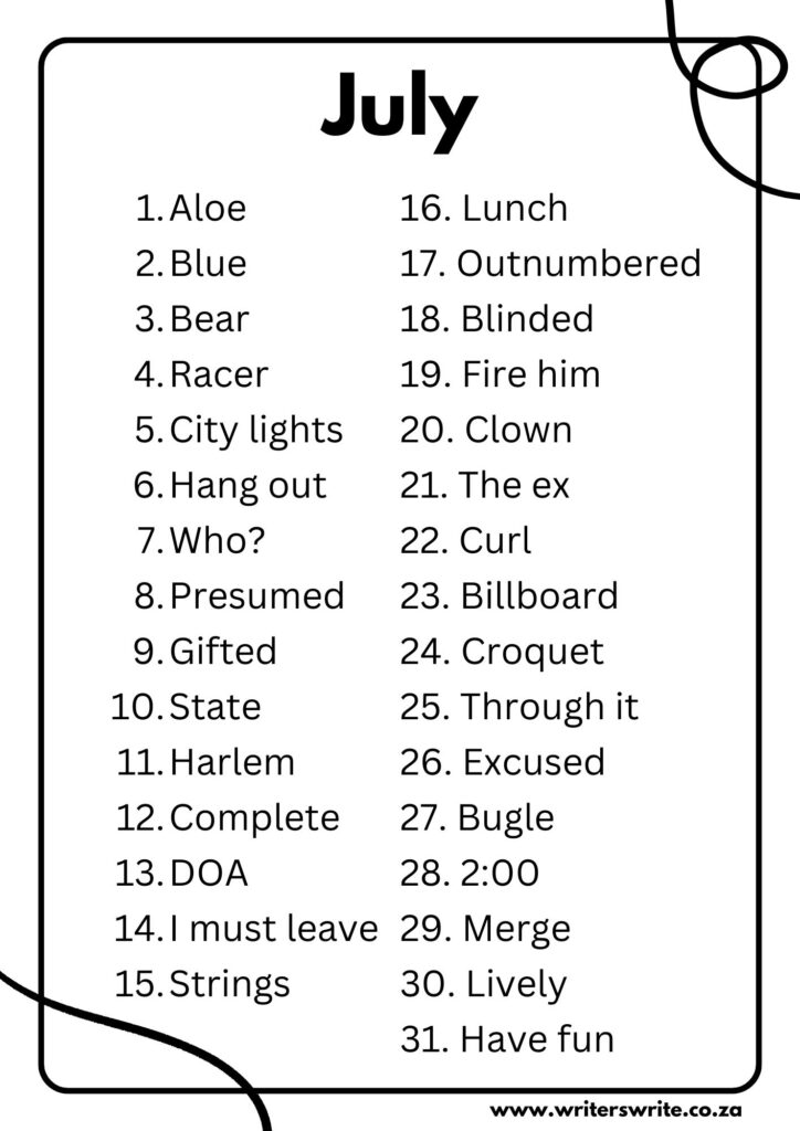 31 Writing Prompts For July 2024 - Writers Write
