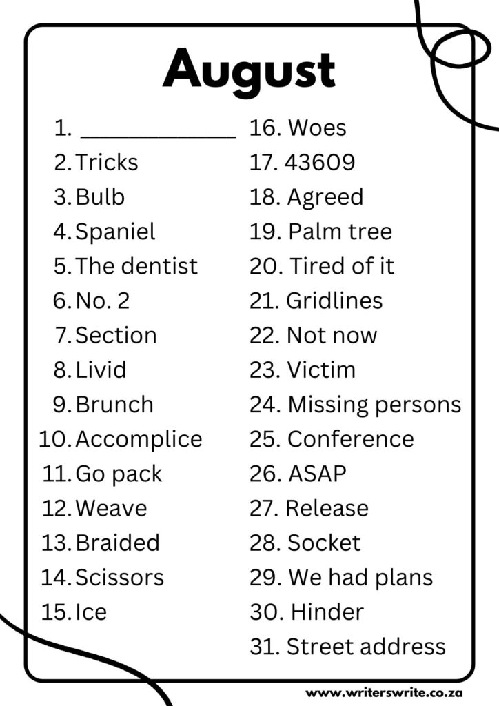 31 Writing Prompts For August 2024 - Writers Write