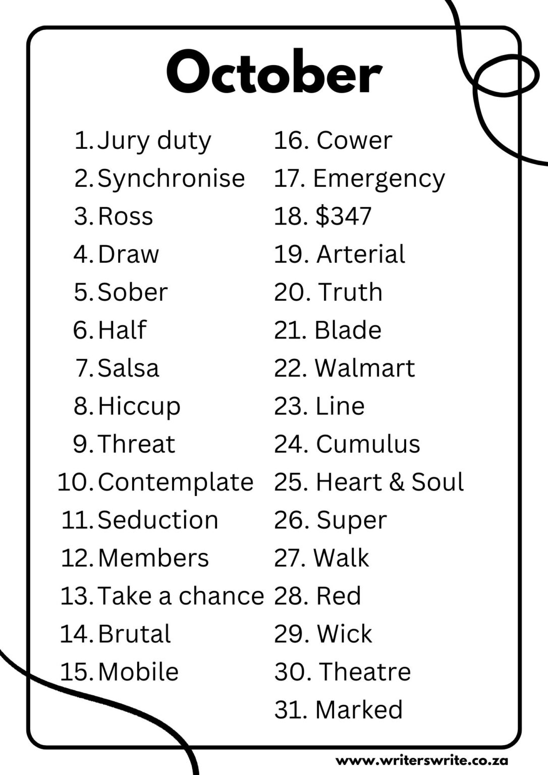 31 Writing Prompts For October 2024 - Writers Write