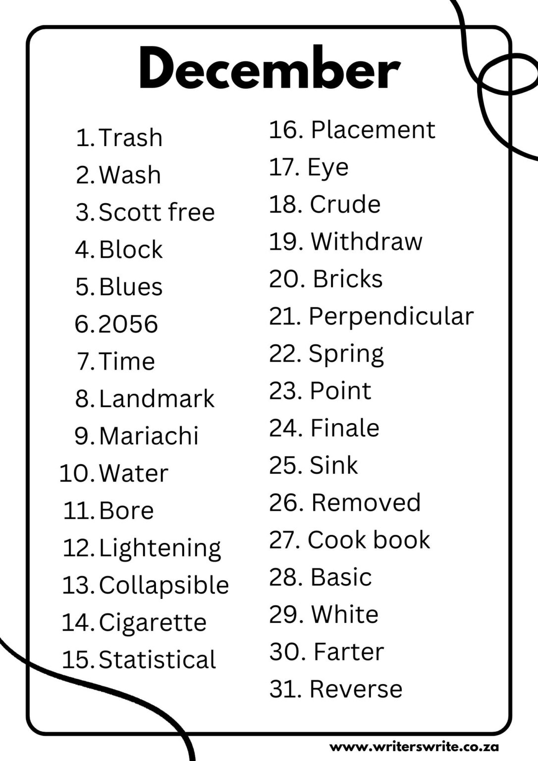 31 Writing Prompts For December 2024 - Writers Write