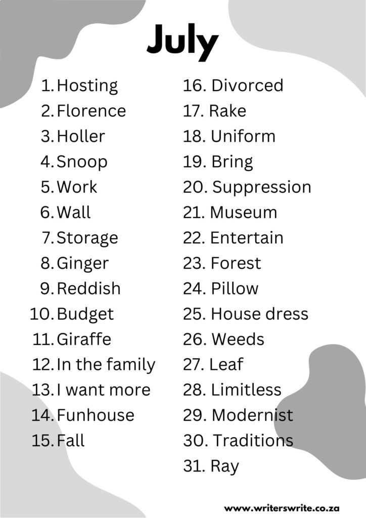 31 Writing Prompts For July 2025 - Writers Write