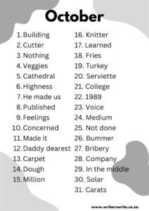 31 Writing Prompts For October 2025 - Writers Write
