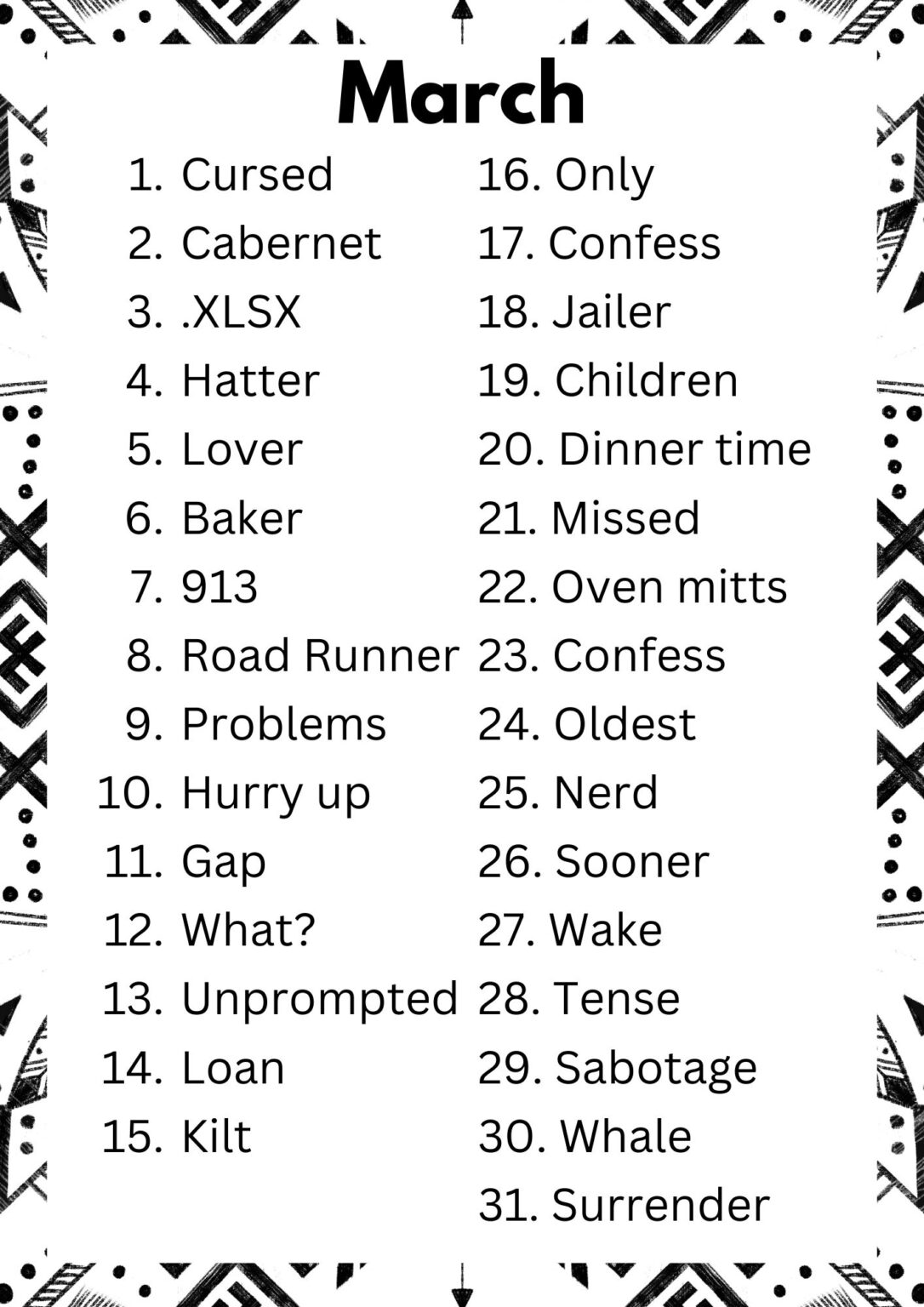 31 Writing Prompts For March 2026 - Writers Write