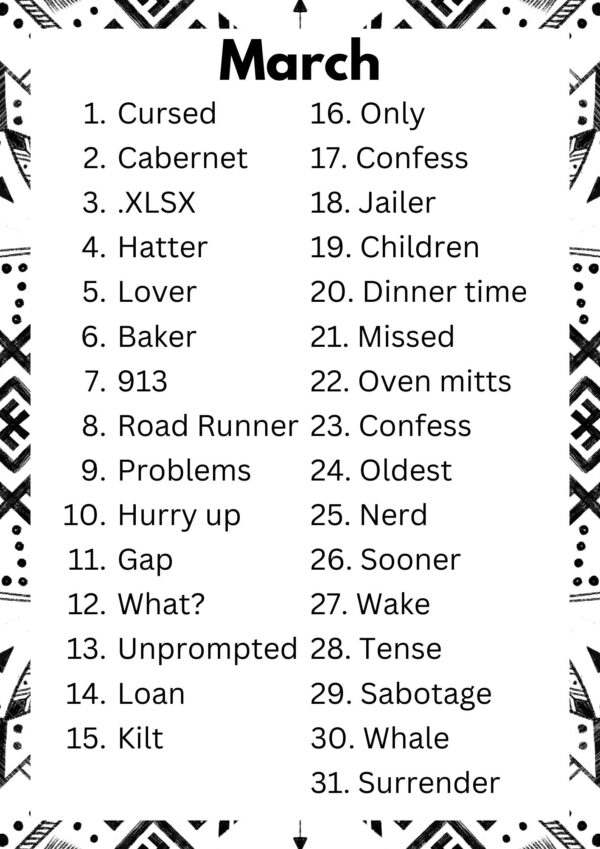 31 Writing Prompts For March 2026 - Writers Write